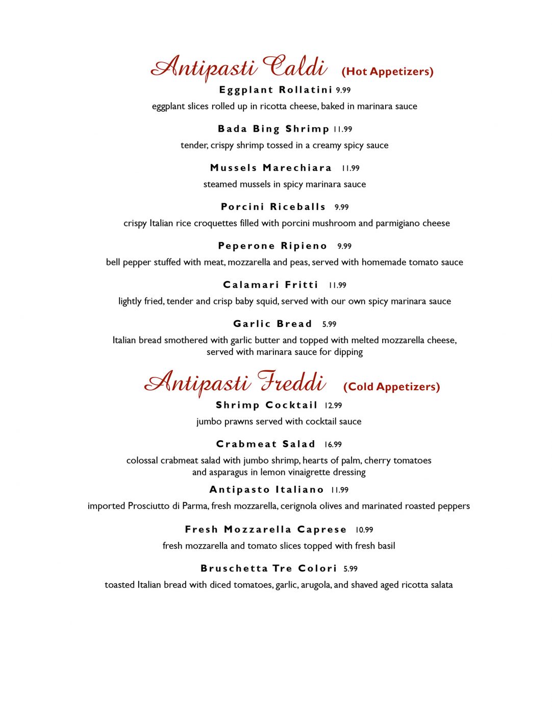 Menu | Mangia E Bevi